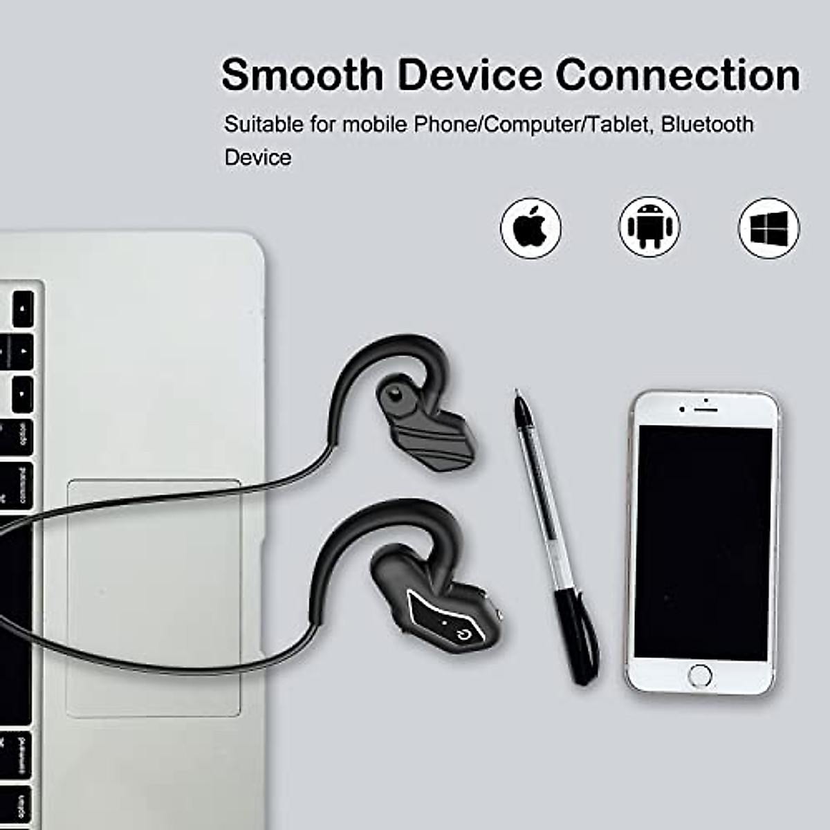 KauLueDer Conduction Open Ear Bluetooth Headphone,V5.1 Air Conduction Earphone with Built-in Microphone for Fitness/Office/Home/Leisure