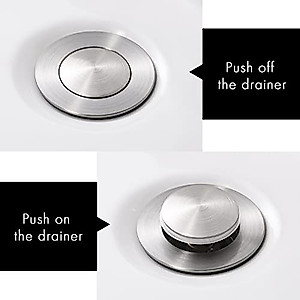 KES Bathroom Sink Drain Without Overflow, Pop Up Drain with Detachable Hair Catcher for Vanity Vessel Sink, Small Cap Brushed Nickel, S2014D-BN
