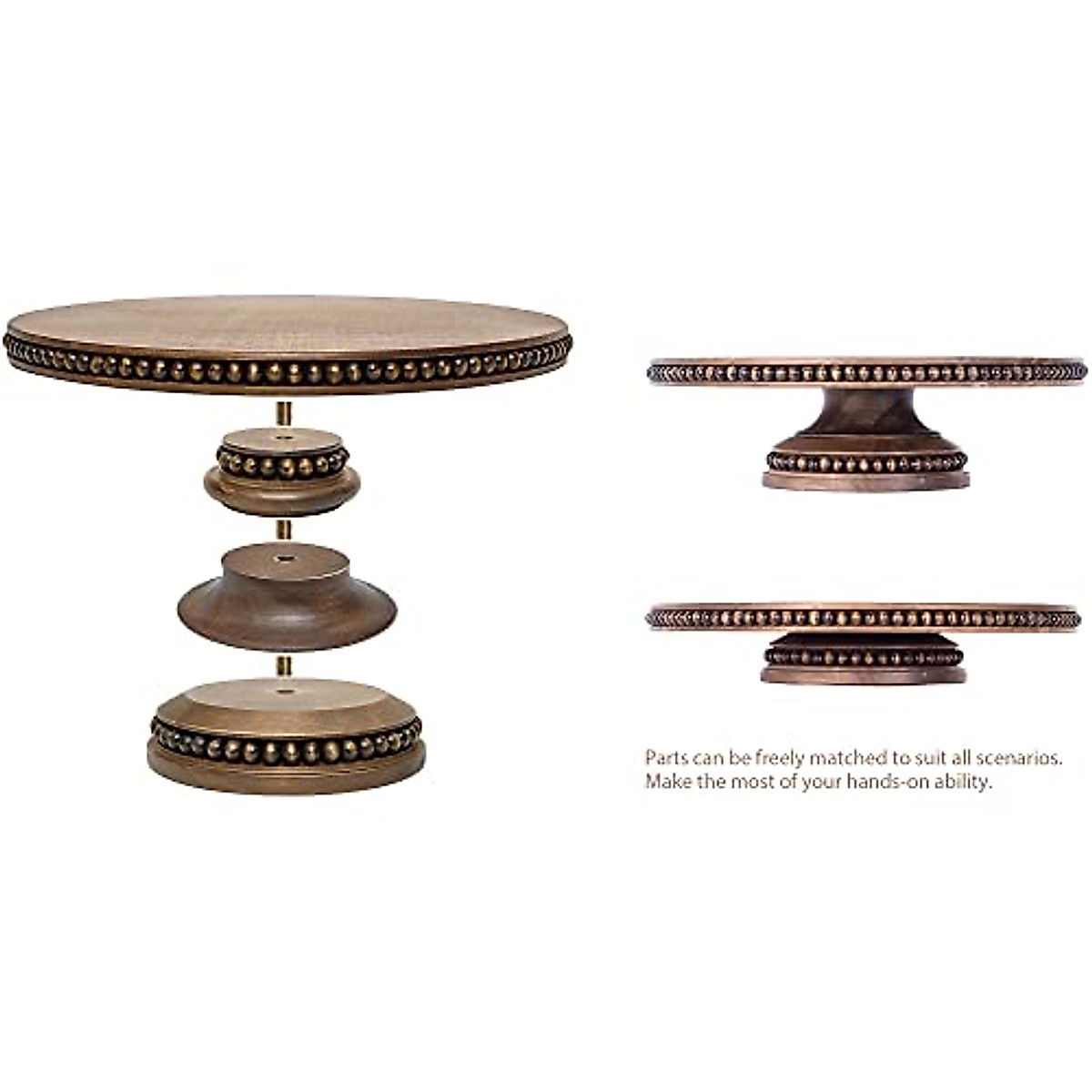 SMAAFIT 12 Inch Solid Cedar Wood Mud Pie Cake Stand for Wedding Decorative Display Serving Platter for Pastries Muffins Dessert Detachable Decorative Kitchen Server and Display(Brown)