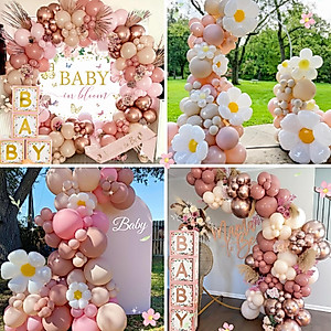 Daidle Baby in Bloom Shower Decorations, Girl Baby Shower Decorations Set with Cake Topper & Backdrop & Mom to Be Sash & Baby Box & Balloon Arch Kit, Floral Party Decorations, Pink Theme Decor