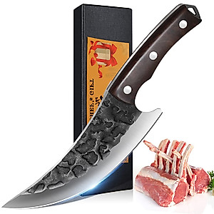 Viking Knife Hand Forged Boning Knives, 7" Premium High Carbon Stainless Steel Fillet Knife,Full Tang Professional Meat Cleaver, Chef Knives Kitchen Camping Knife for Fish, Deboning, BBQ, Home