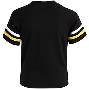 Warner Bros. Batman Boys Superhero Short Sleeve Graphic Logo T-Shirt (Toddler/Little/Big Boys), Size 5/6, Batman Stripe Black