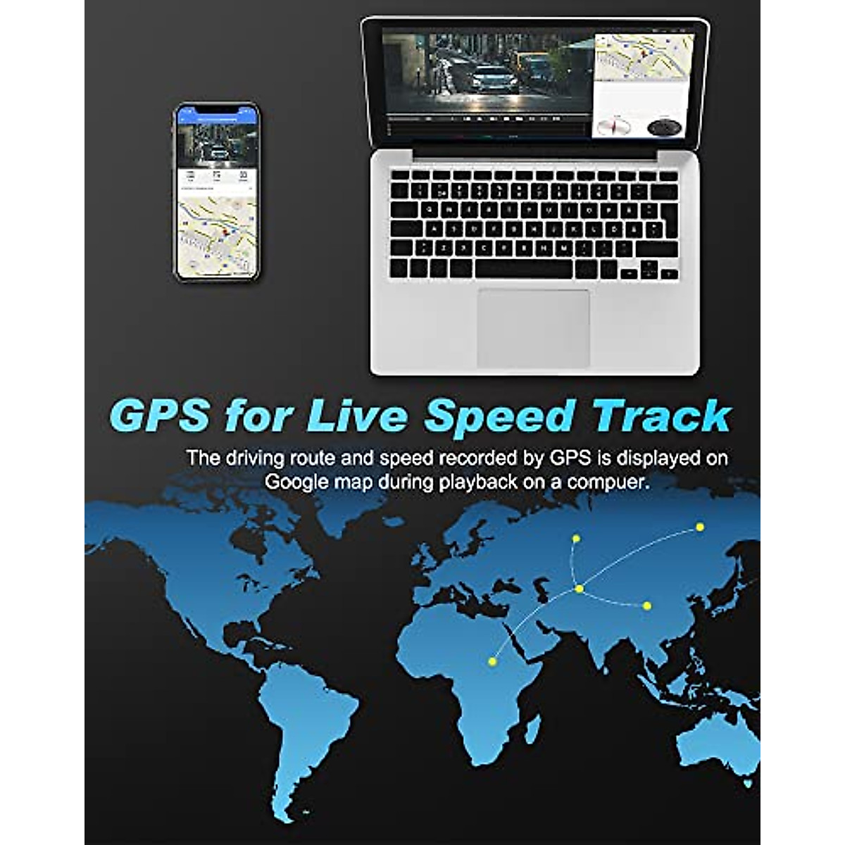 UPGROW 4K Dual Dash Cam Front and Rear Dashcam with SD Card Included, WiFi and GPS, Dash Camera for Cars with 3 Inches IPS Screen,Recorder with Super Night Vision, 24-Hour Parking Monitor