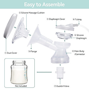 Pump Parts Compatible with Spectra S1 S2 Incl 21mm Detachable Flange Cover Duckbill Valve 2in1 Tube Updated Backflow Protector Not Original Spectra Accessories Whole Kit Replace Spectra Breast Pumps