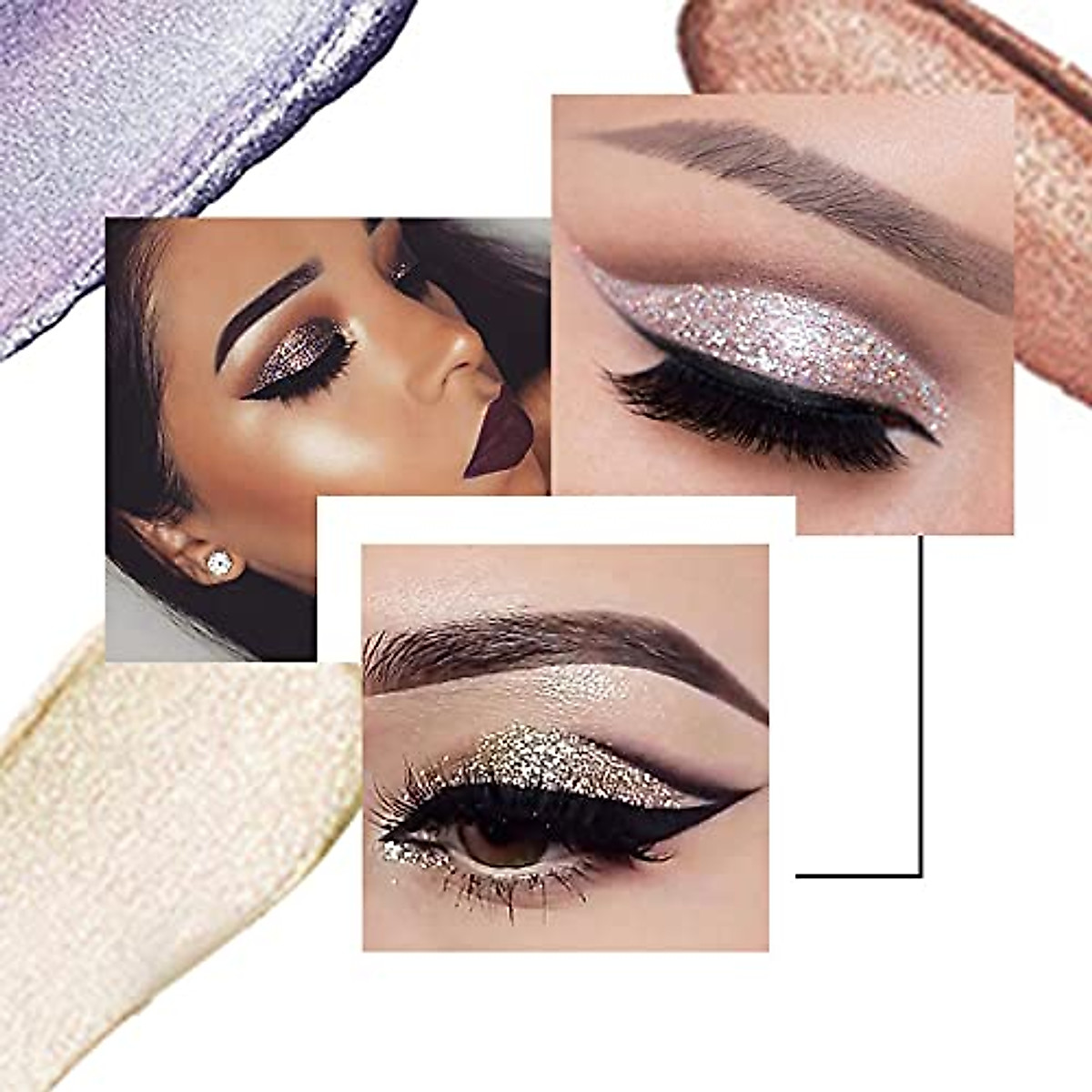 Erinde Liquid Glitter Eyeshadow - Shimmer Sparkle Eye Shadow, Long Lasting, Waterproof, Shining Eyeshadow, Metallic Glow Shiny Eye Shadow Pen, Create Sparkling Eye Makeup (106#Rose Gold)