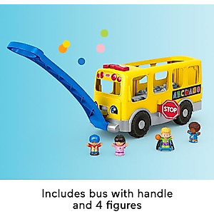 Fisher-Price Little People Toddler Learning Toy Big Yellow School Bus with Lights Sounds & Smart Stages, 4 Figures, Ages 1+ Years