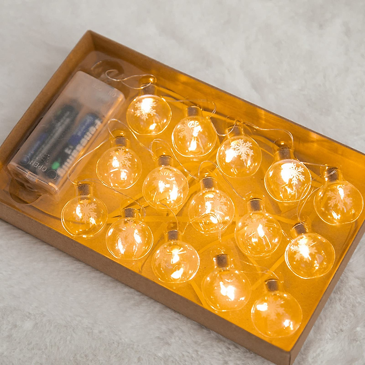 lamphle LED Decorative Non-Glaring Fairy Lights, Battery Powered 4 Styles Glass Night Light, Bulb Shape Scene Layout Attractive Fall Garland with Lights Elk