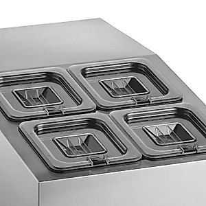 Arctic Air ACP4SQ Compact Refrigerated Countertop Prep Unit with Four 1/6 Stainless Pans and Covers Silver, 115v