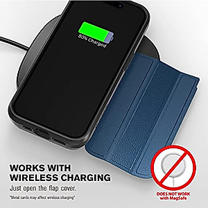 VENA vCommute Wallet Case Compatible with Apple iPhone 14 Pro (6.1"-inch), (Military Grade Drop Protection) Flip Leather Cover Card Slot Holder with Kickstand - Blue