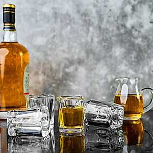 GLASKEY Shot Glass Set of 6, 2oz Clear Glass Dishwasher Safe Lead-free Heavy Base Shot Glasses for Whiskey Vodka Espresso Coffee Small Desserts Candle-Making