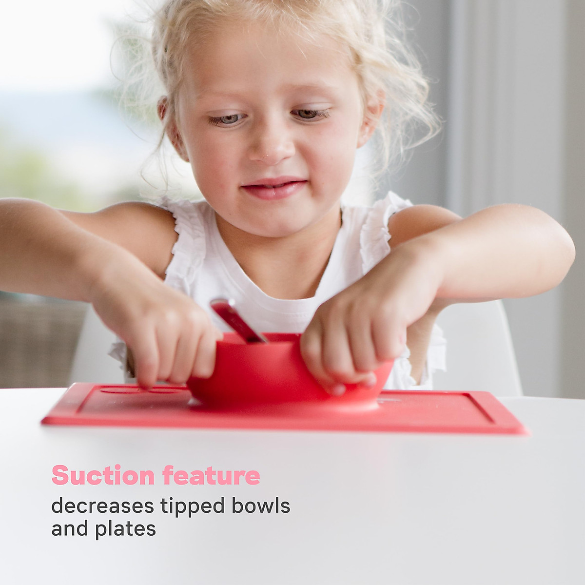 ezpz Happy Bowl - 24 Months + (Gray) - 100% Silicone Suction Bowl with Built-in Placemat – Dishwasher Safe