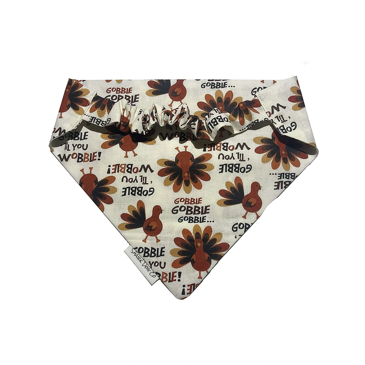 Shark Dog Co | Gobble 'til You Wobble | Slip-on, Scrunchie Dog Bandana | No Tying or Collar Necessary | Machine Washable (XL)