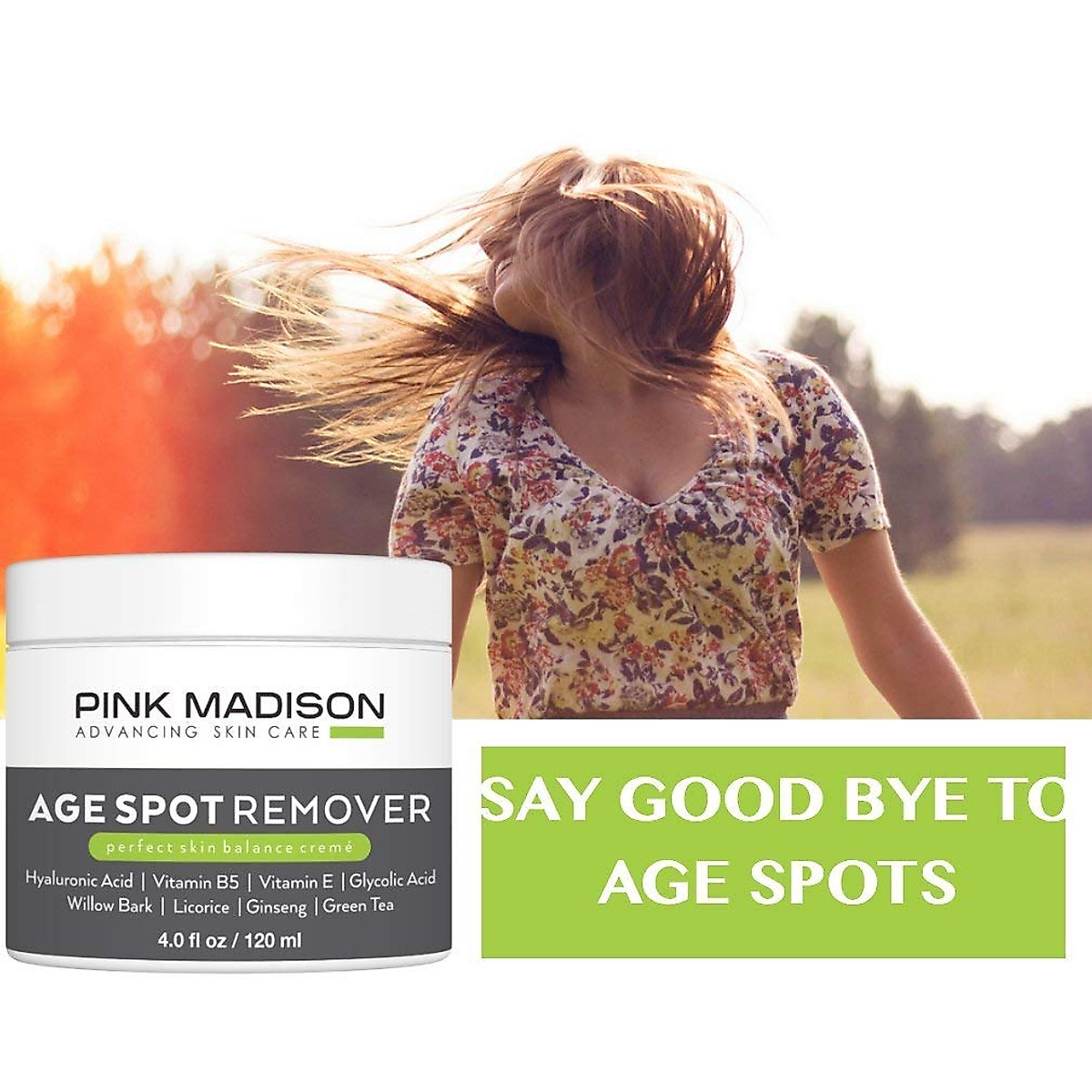 Pink Madison Dark Spot Corrector Best Age Spot Remover Treatment for Face Hands Body Circle 4 Ounce Cream