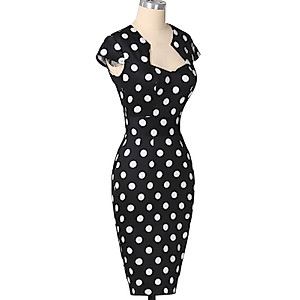 GRACE KARIN Womens 50s Cap Sleeve Cocktail Vintage Dress Black White Wiggle Dress