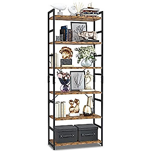 NUMENN 6 Tier Bookshelf, Tall Bookcase Shelf Storage Organizer, Modern Book Shelf for Bedroom, Living Room and Home Office, Vintage