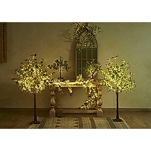 Hairui Lighted Artificial Olive Garland 6FT 96 LED Fairy Lights Battery Operated, Faux Vine Lights with Timer for Spring Christmas Holiday Fireplace Décor