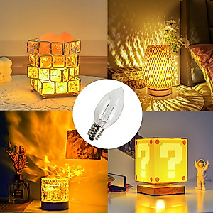 Dazzle Bright 2 Pack 6 FT Accessory Cord with Incandescent Light Bulb E12 Socket White Cord with On/Off Switch Plug, C7 Candelabra Light Bulbs for Holiday Decorations, Christmas Village House