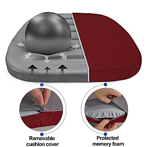 BUYUE Luxury 100% Pure Memory Foam Chair Cushions 4 Pack, Jacquard 16" U-Shape Comfortable Dining Chair Pads, Removable Slip Resistant Kitchen Chair Seat Cushions, (Set of 4, Burgundy)