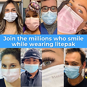 Litepak 125-Pack Disposable Face Mask Premium Comfort Earloops with Dispenser Box