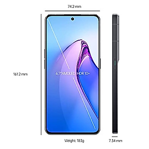 OPPO Reno 8 Pro Dual-Sim 256GB ROM + 8GB RAM (GSM only | No CDMA) Factory Unlocked 5G Smartphone (Glazed Black) - International Version