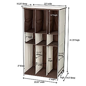 Household Essentials Transformer Boot Storage Rack, Adjustable Cubbies, Soft Poly-Cotton Fabric, Sturdy Steel Frame, Versatile and Stylish, Perfect for Short, Mid and Tall Boots, Natural and Brown