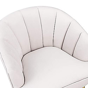 Morden Fort Velvet Barrel Club Chair Accent Armchair with Golden Legs for Living Room Bedroom Home Office Conner, White