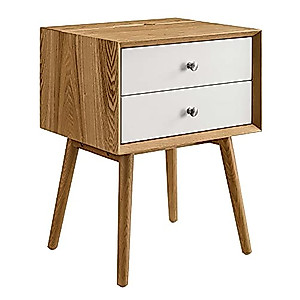 Modway Ember Wood Nightstand, Natural White