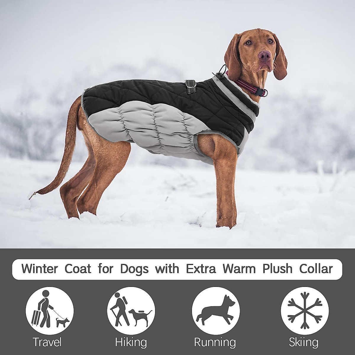 FUAMEY Dog Winter Coat,Dog Cold Weather Coats Dog Jackets with Zipper on Back with Harness Built in Dog Paded Vest Water Resistant Reflective Jacket for Small Medium Large Dogs Pink Leopard S