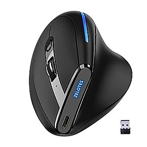 zelotes Ergonomic Vertical Wireless Optical Rechargeable USB Computer Right Handed Mouse