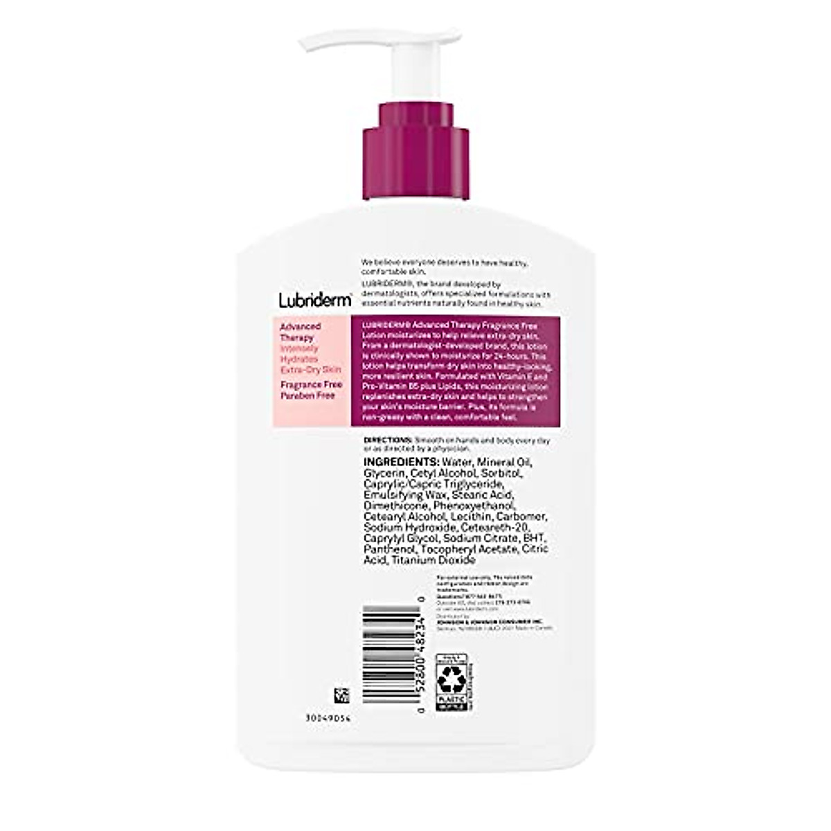 Lubriderm Advanced Therapy Moisturizing Lotion with Vitamins E and B5, Deep Hydration for Extra Dry Skin, Non-Greasy Formula, 16 fl. oz