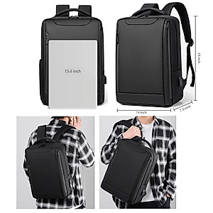 DAYELIVE Business Travel Backpack, Work Backpack for Men Women Laptop Backpack with USB Charging Port, 15.6 Inch Heavy Duty Backpack, Large Back Pack Waterproof College School Bookbag Computer, Black