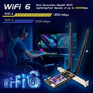 PCIE WiFi 6 Card AX1800M Bluetooth 5.2 Adapter for Desktop PC, EDUP LOVE 2.4GHz/5.8GHz Dual Band Wireless PCI Express Internal Network Card Support Windows 10/11 64-bit