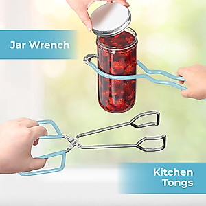 Pisol Canning Supplies Starter Kit, 13 PCS Canning Beginners Tools Set with Wide Mouth Kitchen Funnel with 4 Sizes Spout, Kitchen Tongs, Jar Lifter, jar Wrench, Bubble Popper and Lid Lifter