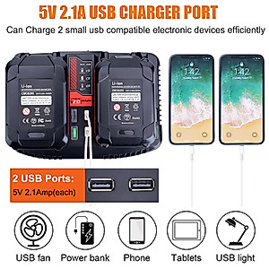CMCB124 Dual Port V20 Battery Fast Charger Replacement for Craftsman 20V MAX V20 Battery Lithium CMCB202 CMCB201 CMCB209 CMCB205 CMCB100 CMCB102 CMCB101