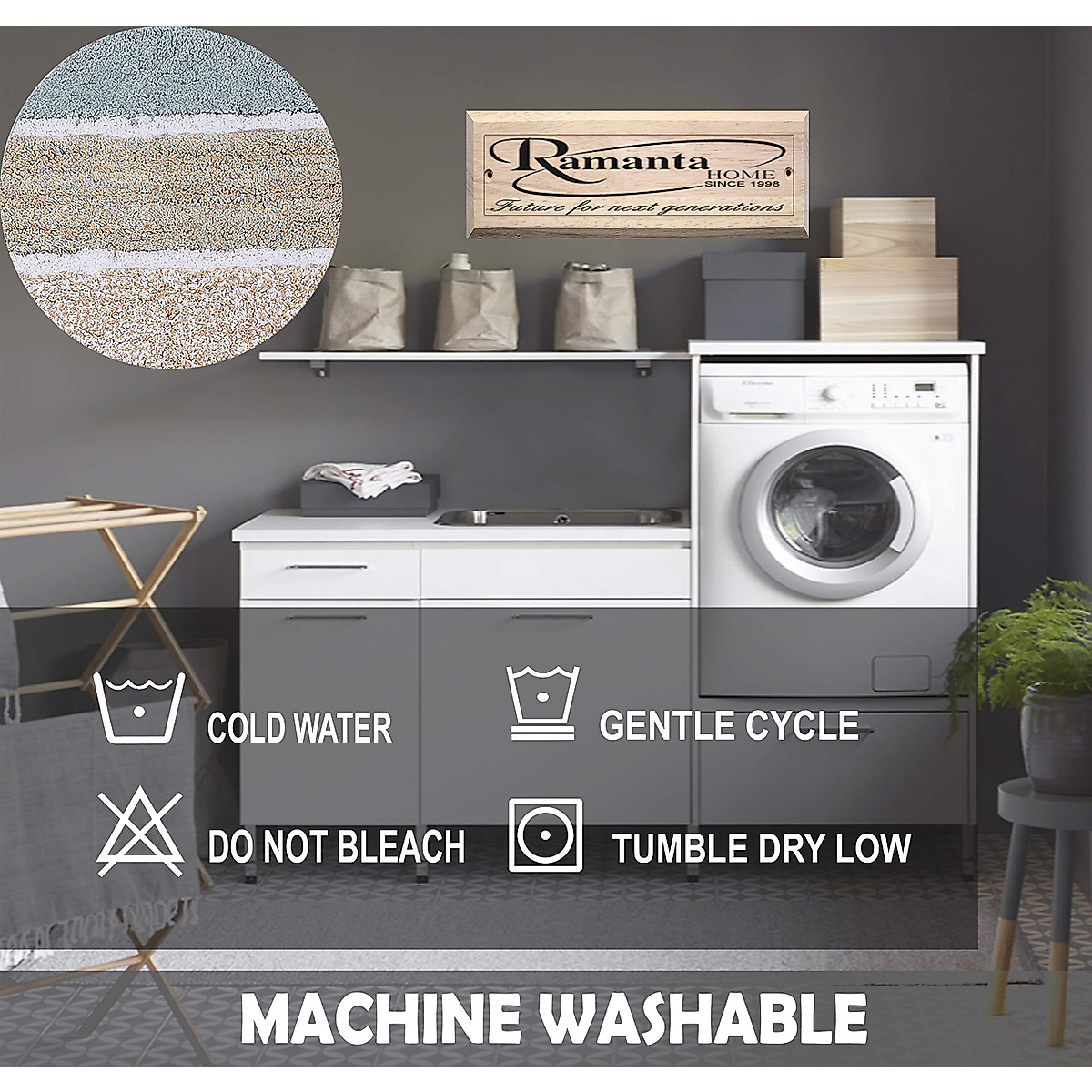 Quilted Stripe Luxury Bath Rug Set of 2, Mat Set, Soft Plush Anti-Skid Shower Rug +Toilet Mat.Quilted Rugs, Super Absorbent mats, Machine Washable Bath Mat,Size 21x32-17x24 Spa Grey-Beige