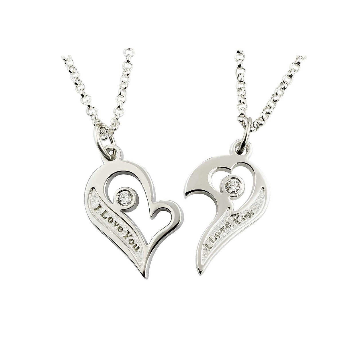 Getname Necklace Couple's Breakable Heart Love Necklace with Personalized 2 Birthstones Custom Made 2 Names Heart Necklace Silver 14