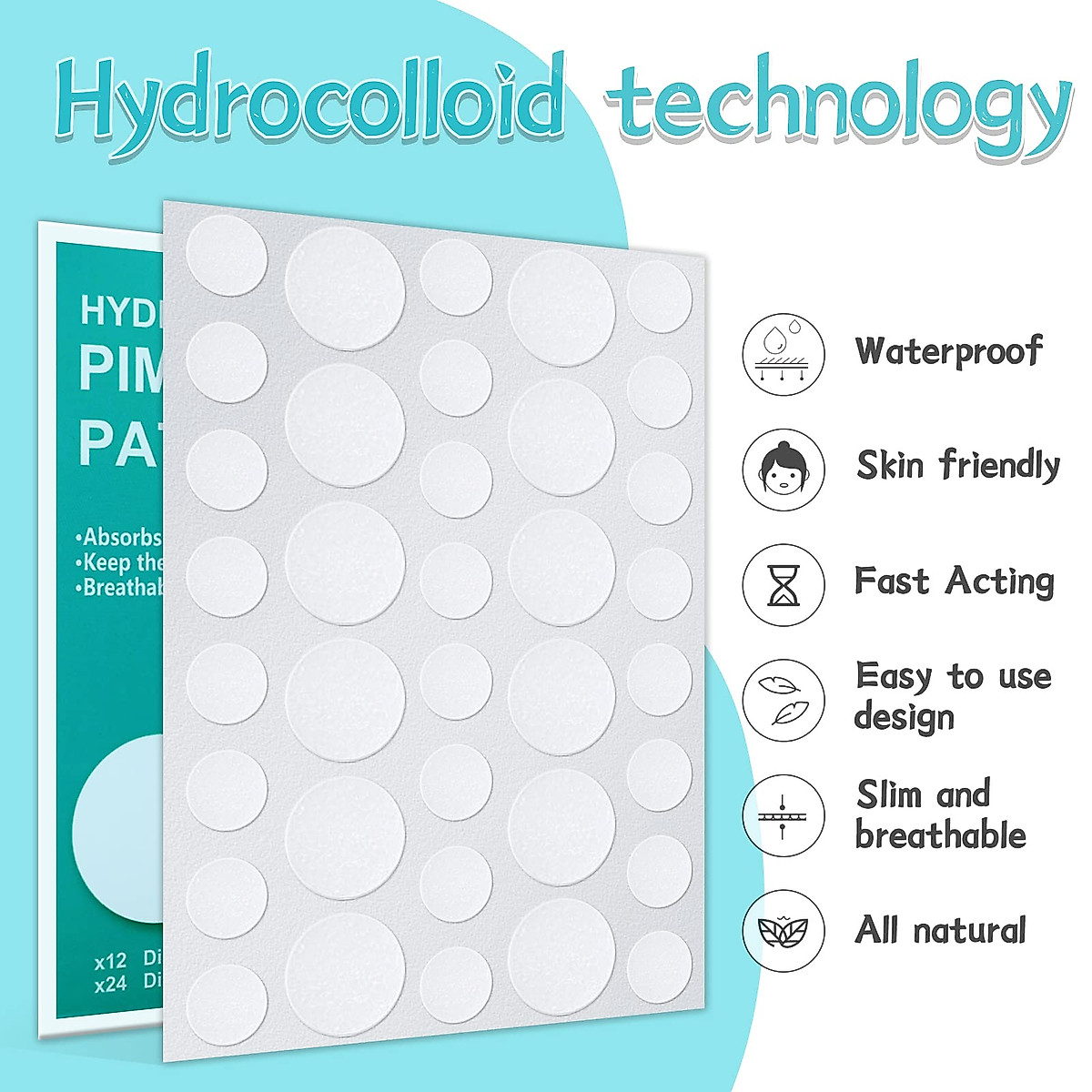 180 Counts Pimple Patches for Face Hydrocolloid Acne Patches for face Invisible Zit Patches for Face Pimple Patch Acne Spot Treatment Patch Blemish Patches Cover Patches Stickers