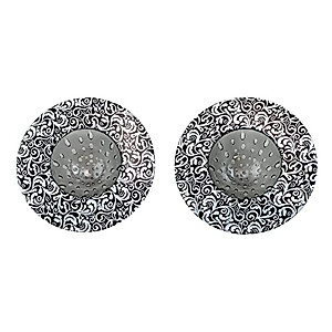 Dependable Industries 2 Pack 5.25" Diameter Decorative Designer Pattern Kitchen Sink Strainer Durable (Black Paisley)