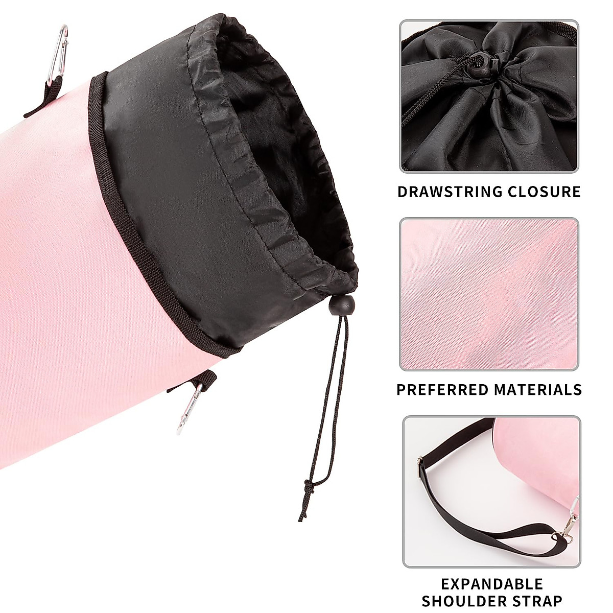 AFUOWER Clothespin Bag Holder Hanging Clothespin Bag with Hooks Large capacity Clothespin Storage Organizer for Clothesline Outdoor (Pink)