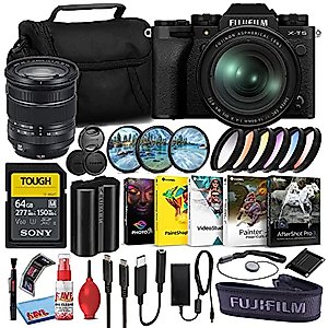 Fujifilm X-T5 Mirrorless Digital Camera with 16-80mm Lens (Black, 16782636) Bundle with Sony 64GB SF-M UHS-II Memory Card + Corel Editing Software + Graduated Color Filters + Large Camera Bag + More