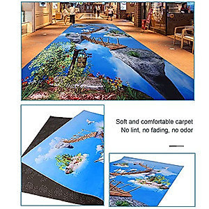 SDGWEG 3D Optical Illusion Rug for Living Room,Lotus Ocean Print Pattern Area Rug Home Decor Carpet Mat,Non Slip Nautical Runner Rug Large Porch Hallway Doormat Washable-E 100x300cm(39x118inch)