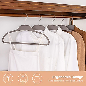 ELONG HOME Grey Plastic Thin Hangers for Clothes 30 Packs, Upgraded Rubberized Hangers Non Slip, Durable Slim Clothing Notches Hangers, 15.7"(40cm) for Petite Adult Women Clothes