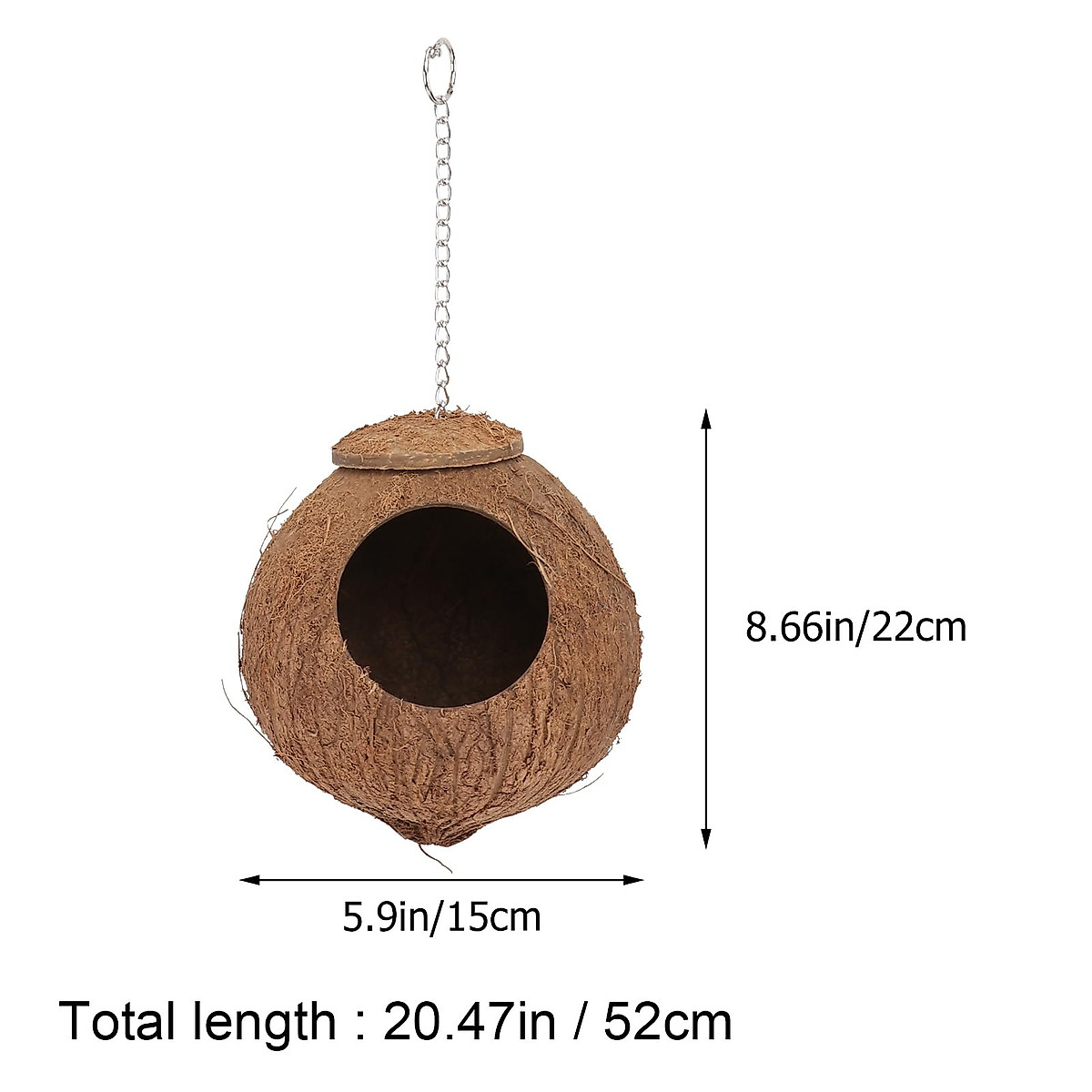 balacoo 2pcs Coconut Parakeet Nesting Box - Hanging Bird Nest Hut Natural Coconut Birdhouse Cage, Bird Hideout, Breeding Nest for Parrot Parakeet and Small Birds