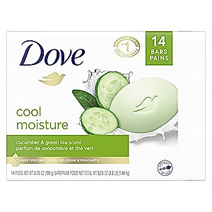 Dove Skin Care Beauty Bar For Softer Skin Cucumber and Green Tea More Moisturizing Than Bar Soap 3.75 oz, 14 Bars