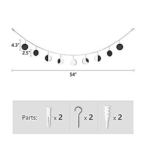 Mkono Moon Phase Wall Hanging Boho Home Decor Metal Garland with Wooden Moons Art Chic Gift Window Dorm Nursery Bedroom Living Room Apartment Office Decorative Ornaments, Silver