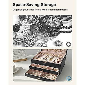 WUIIEN Jewelry Box 3-Layer Jewelry Organizer (Black) (WUIIEN-05)
