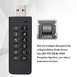 Encrypted USB Drive, INNÔPLUS Secure Flash Drive 256-bit 16 GB, U Disk USB 2.0, Hardware Password Memory Stick for Personal Protection, Aluminum Shell with FIPS Validated, Military Encryption Keypad
