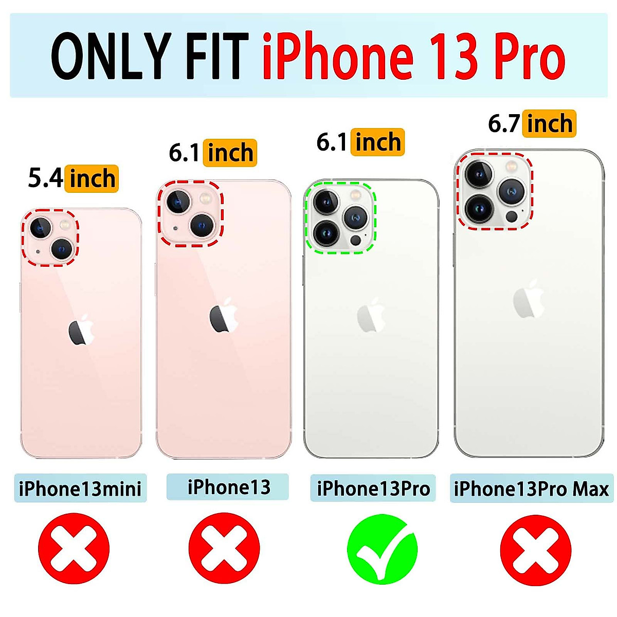 VANAVAGY Compatible for iPhone 13 Pro Wallet Case for Women Men, PU Leather Flip Folio Phone Cover Fits Magnetic Car Mount with Credit Card Holder, Midnight Green