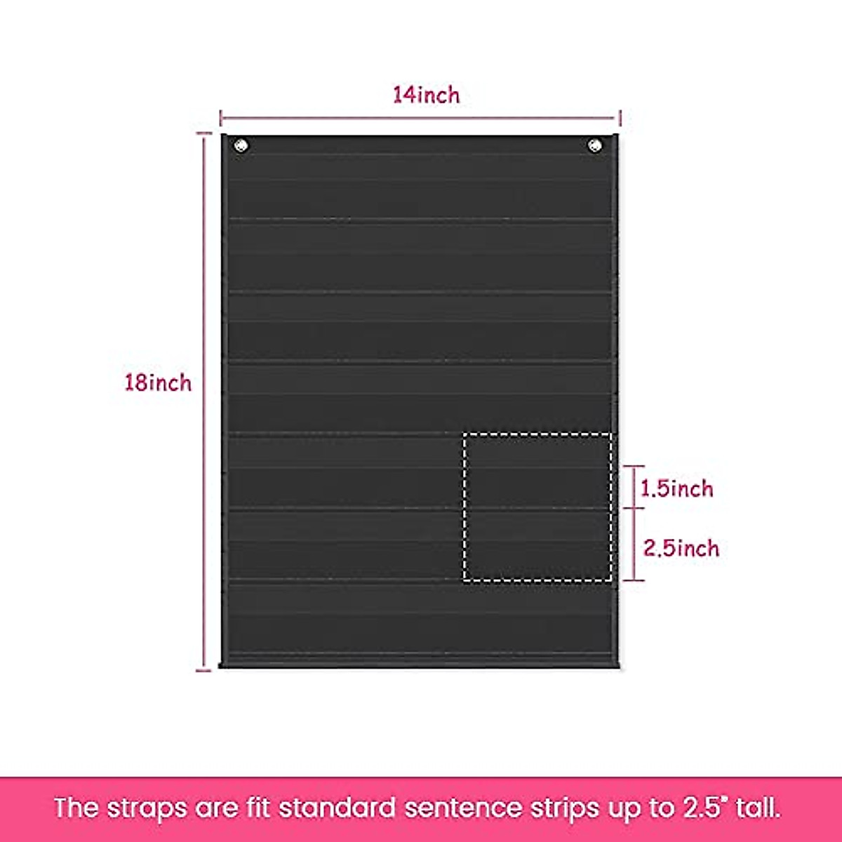 Auchq Magnetic Pocket Chart,Standard Pocket Chart with 7+1 Pockets,14 Double-Sided Dry-Eraser Cards for Daily Schedule,Class Demonstrations,Classroom Office Home Activities (Black)
