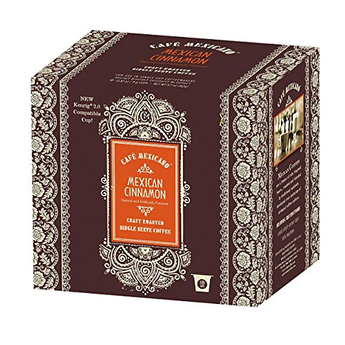 Cafe Mexicano Single Serve Coffee 18 pods(Mexican Chocolate, Toasted Hazelnut, Cinnamon) (Mexican Cinnamon)